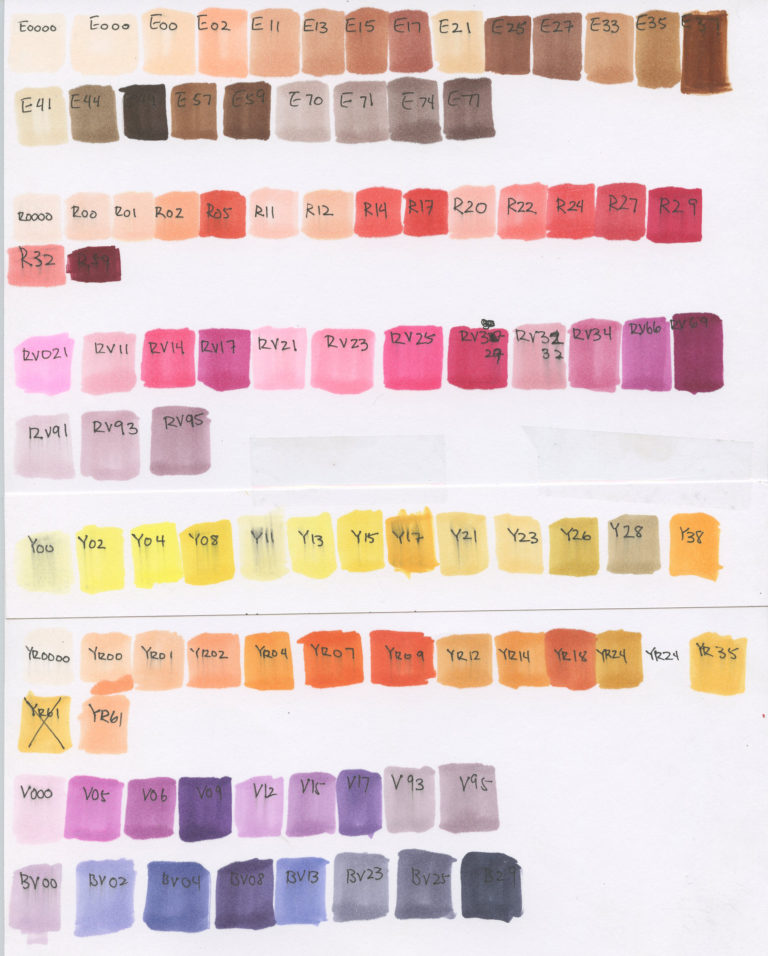 Copic Sketch Marker Colour Chart - quqco: art blog